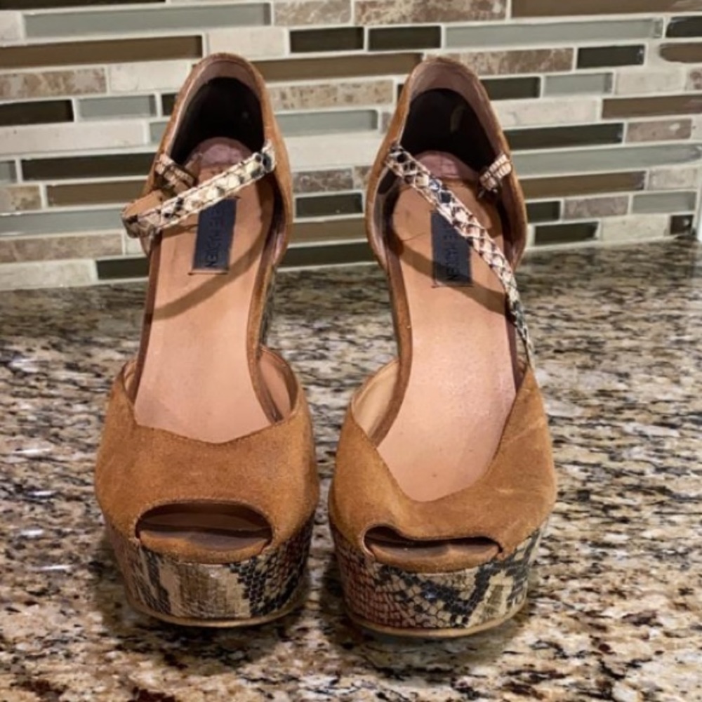 Steve Madden Suede Snakeskin Platform Wedges - Gem